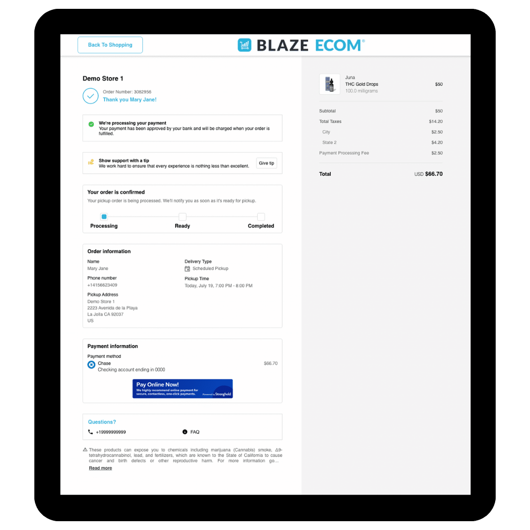 BLAZE ECOM Feature Spotlight: New E-Commerce Checkout Dispensary Tips | BLAZE