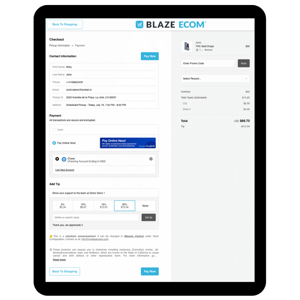 BLAZE ECOM Feature Spotlight: New E-Commerce Checkout Dispensary Tips | BLAZE