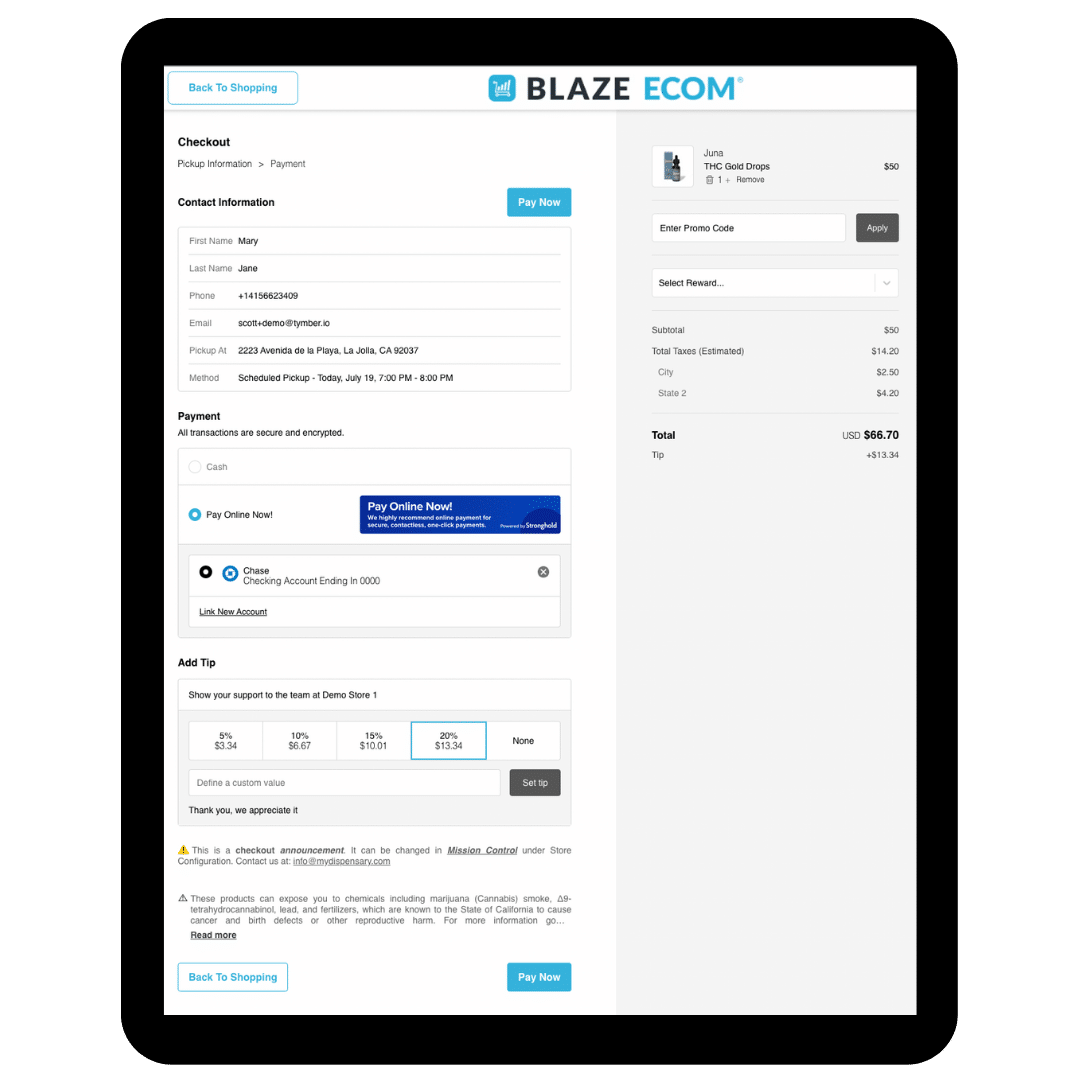BLAZE ECOM Feature Spotlight: New E-Commerce Checkout Dispensary Tips | BLAZE